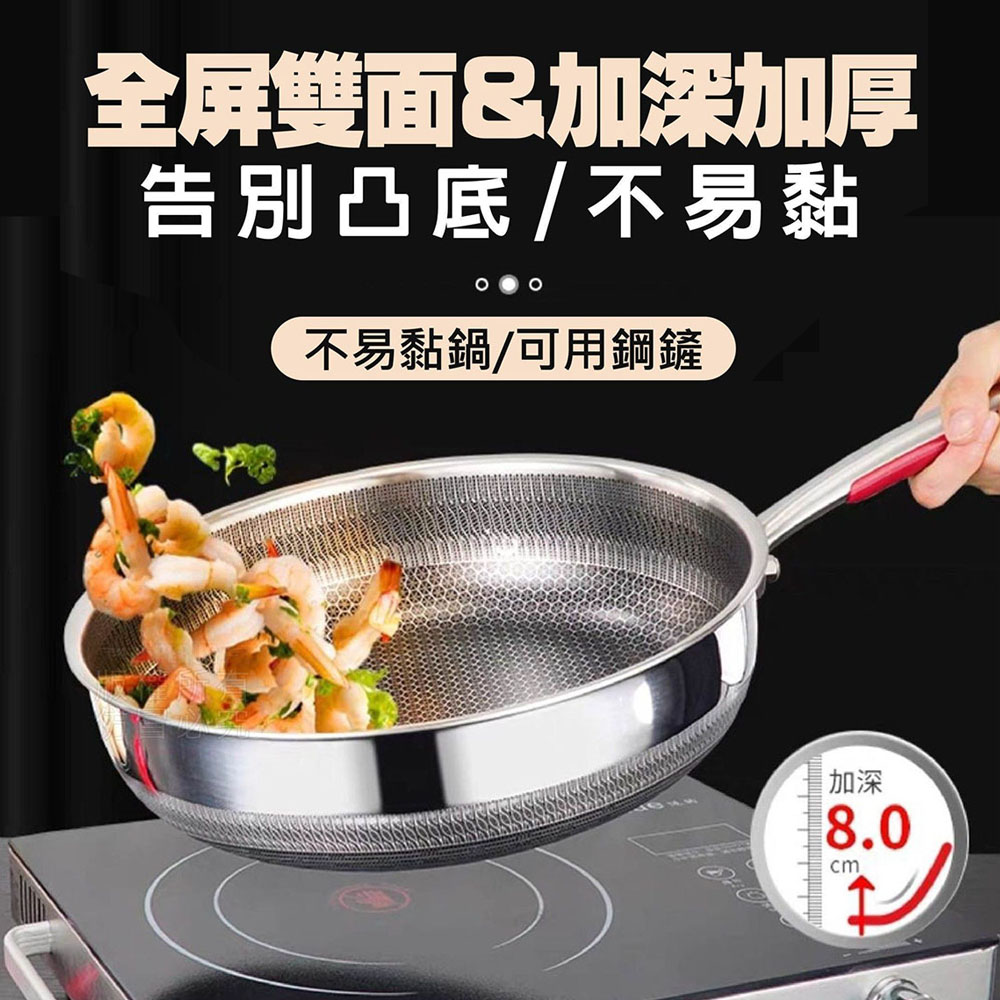 【樂豐生活】316雙面蜂巢不鏽鋼平底鍋(30公分) - PChome 24h購物