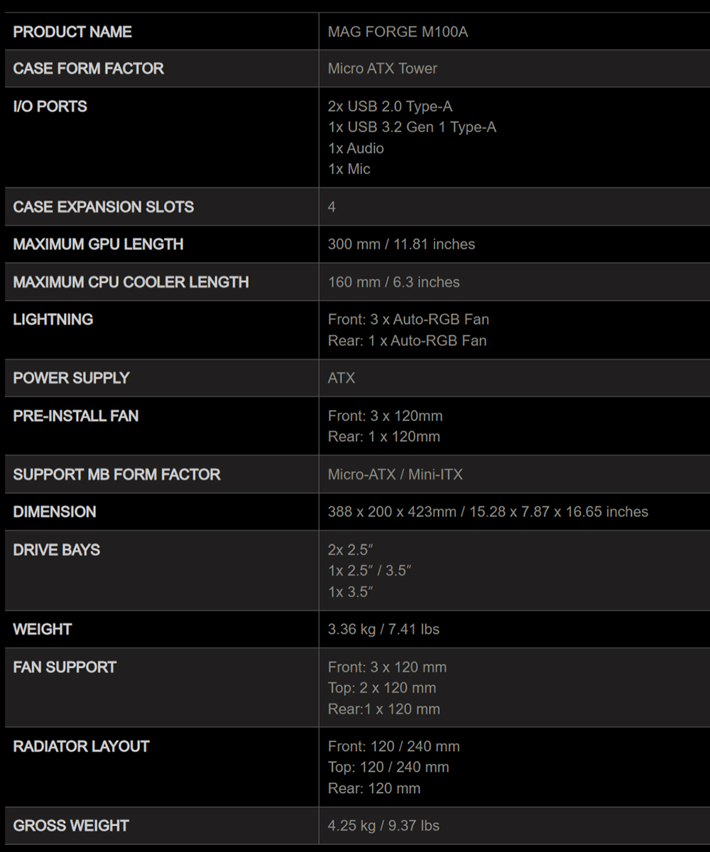 微星 MAG FORGE M100A 電腦機殼 - PChome 24h購物